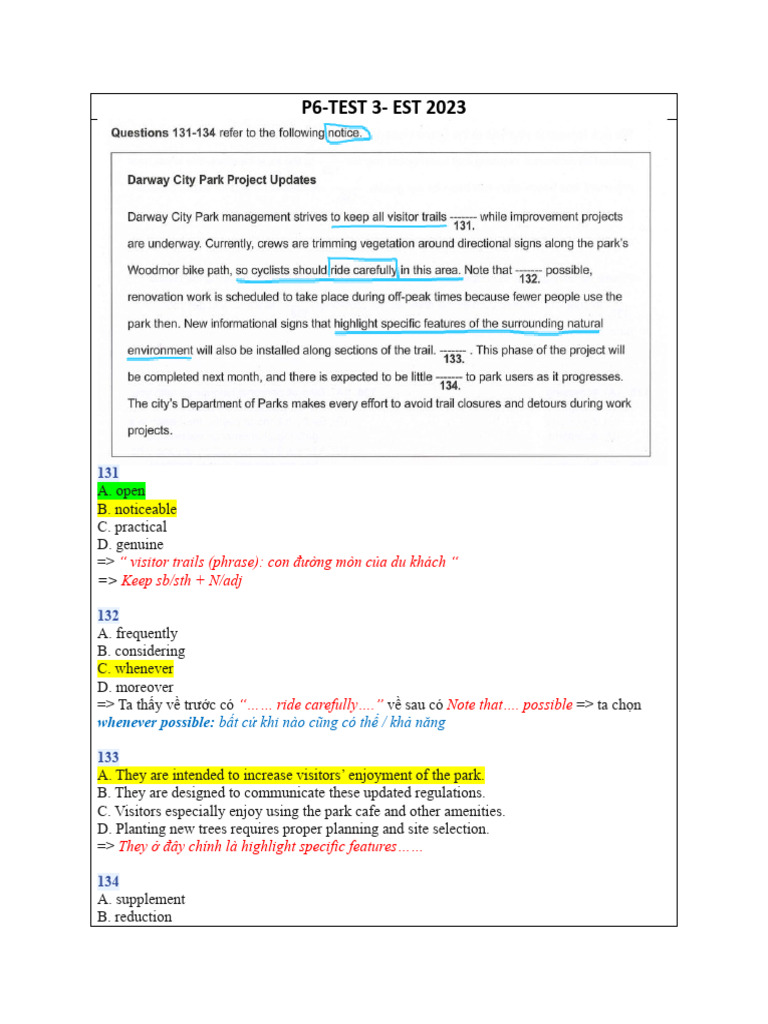English Test Answer Key | PDF
