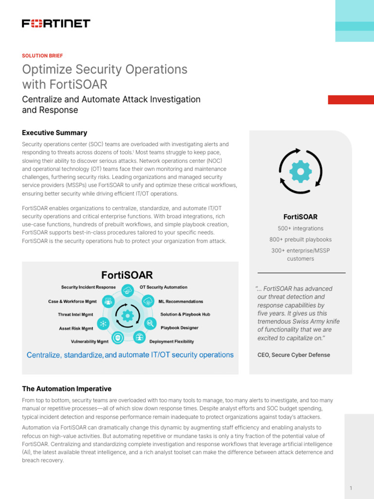 Optimize Security Operations With FortiSOAR | PDF | Computer Security | Security