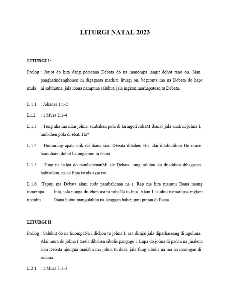 Liturgi Natal 2023 | PDF