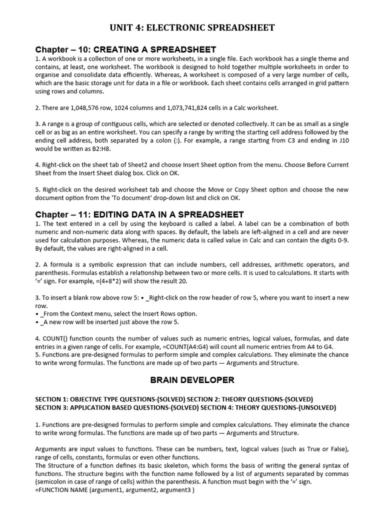 UNIT 4_ PART B_ IT PT3 | PDF | Spreadsheet | Worksheet