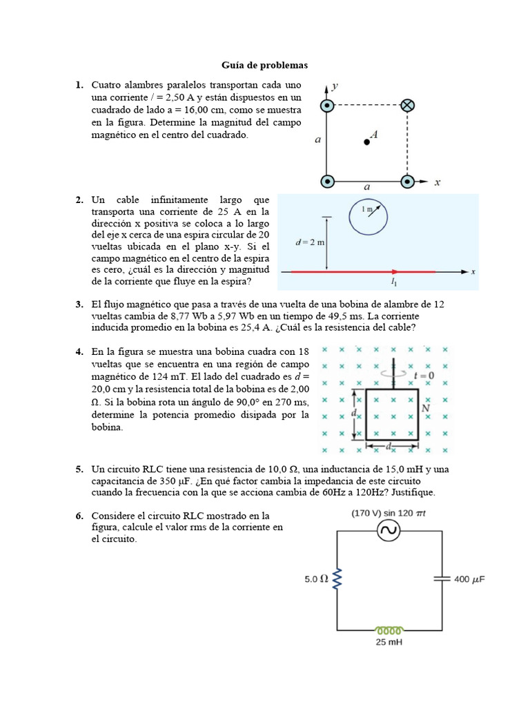 Guía de Problemas EXFI | PDF | Inductor | Corriente eléctrica