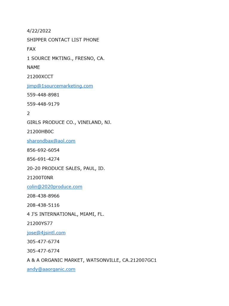 Shippers List For Freight Brokers 2022 Pdf
