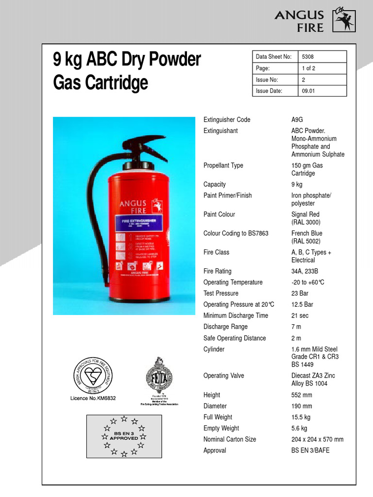 5308-2 9Kg ABC Powder Gas Cartridge | PDF | Cartridge (Firearms) | Flight