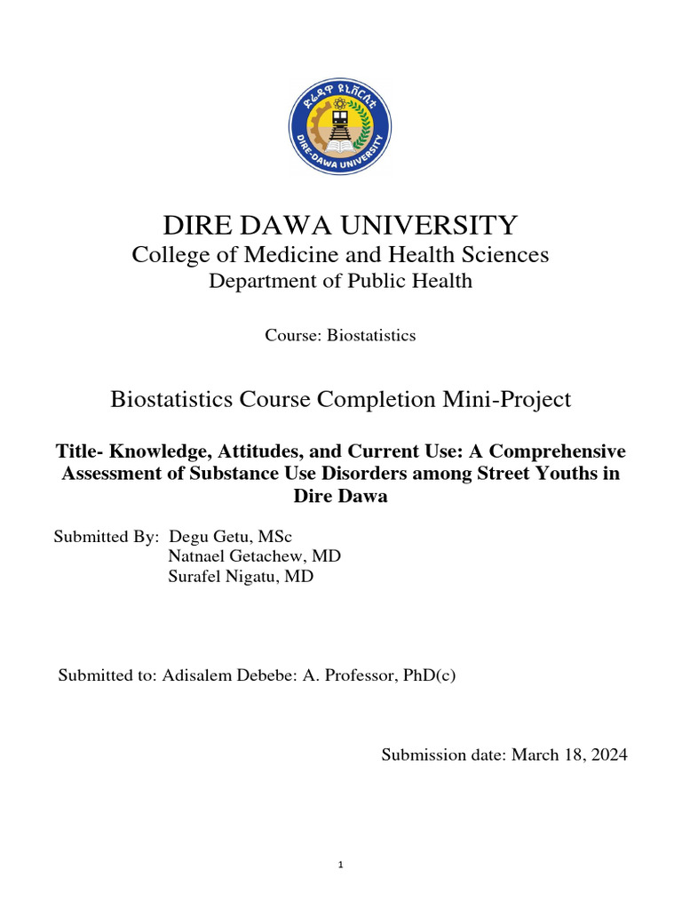 Biostat Mini Project Assignment | PDF | Substance Use Disorder | Clinical Medicine