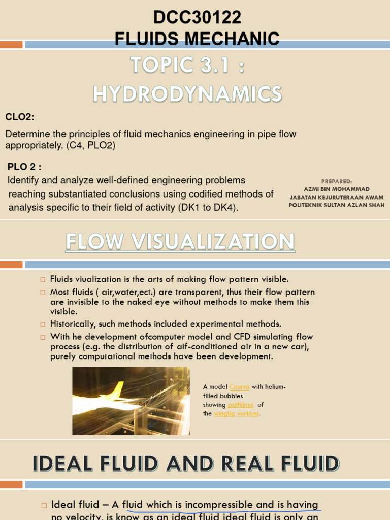 CHAPTER 3a - HYDRODYNAMICS | PDF | Fluid Dynamics | Fluid Mechanics