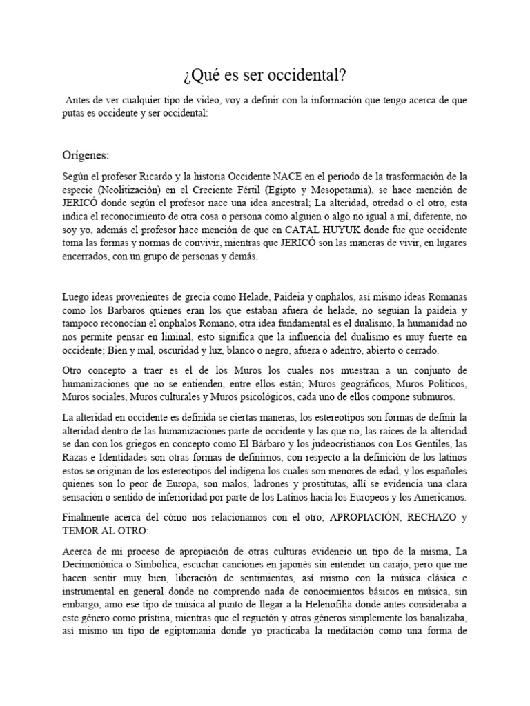 Qué Es Ser Occidental | PDF | Mundo occidental | Temor