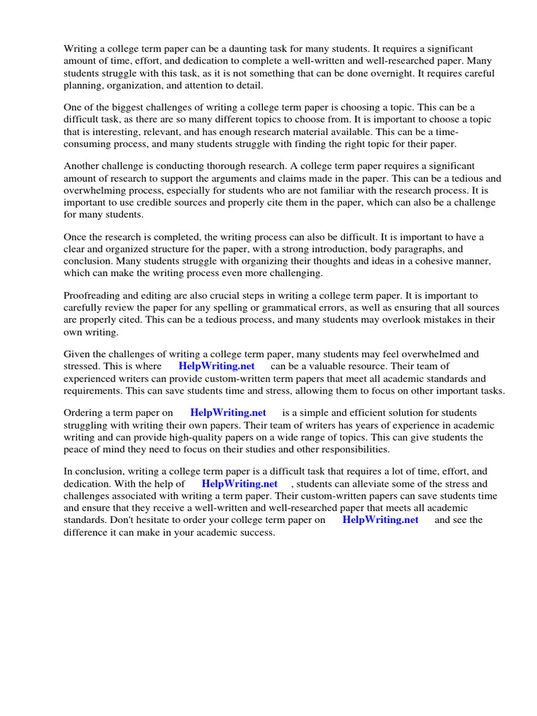 Guide to Writing College Term Papers | PDF | Essays | Thesis