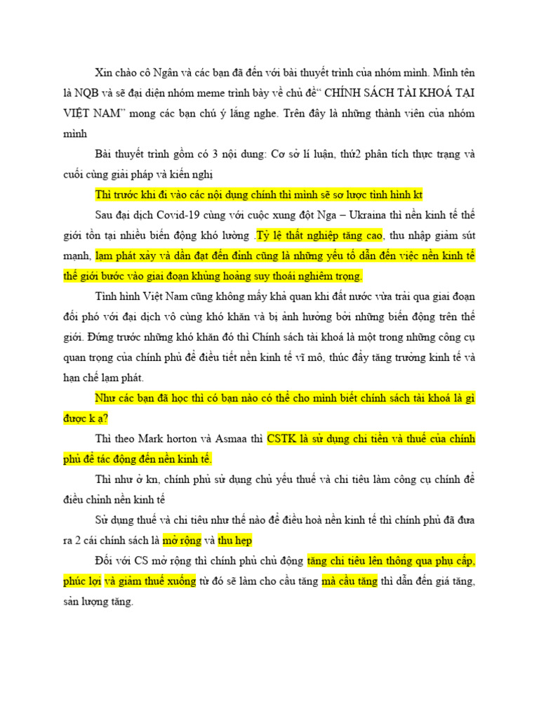 Xin chào cô Ngân và các bạn đã đến với bài thuyết trình của nhóm mình | PDF