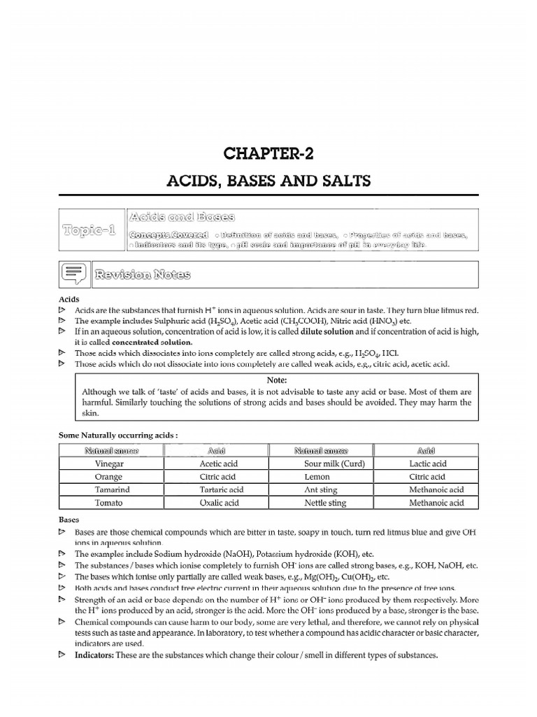Acid Base and Salt Theory | PDF