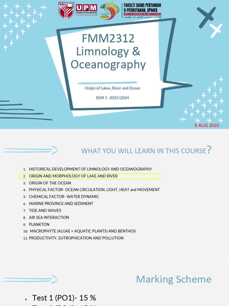 Limnology & Oceanography Course | PDF | Lake | Littoral Zone