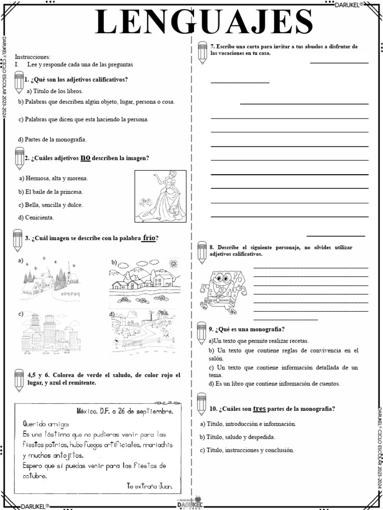 3° T2 EDITABLE EVALUACIÓN DARUKEL 2023-2024 | PDF | Rectángulo | Triángulo