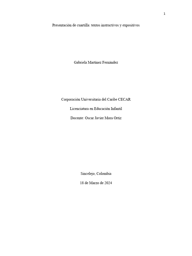 Presentación de Cuartilla Textos Instructivos y Expositivos | PDF ...