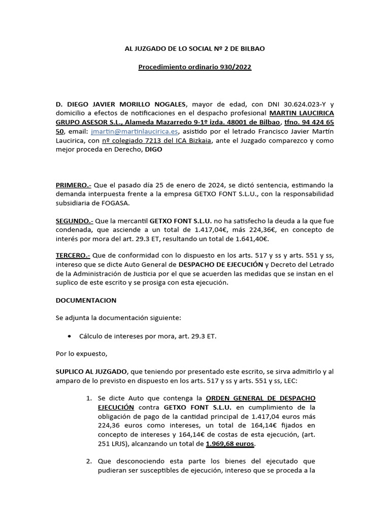 DESPACHO EJECUCIÓN Getxo Font | PDF | Gobierno | Justicia