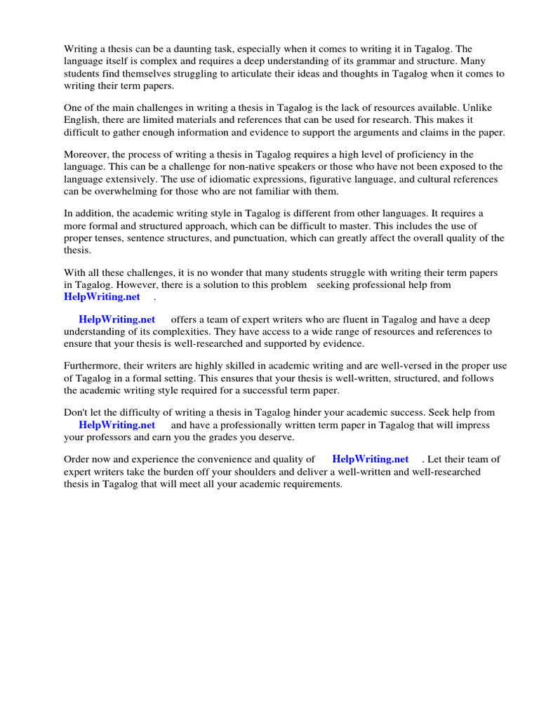 Tagalog Sa Term Paper | PDF | Tagalog Language | Academic Publishing