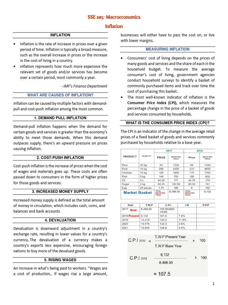 SSE 205 - Inflation | PDF | Cost Of Living | Inflation