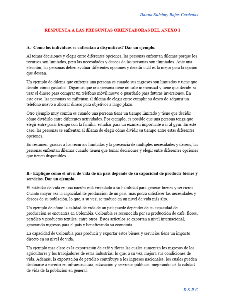 Respuesta A Las Preguntas Orientadoras Del Anexo 1 - F.E | PDF | Precios | Inflación