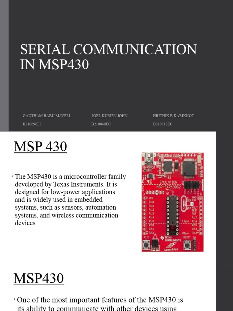 Serial Communication in MSP430 | PDF | Microcontroller | Computer Architecture