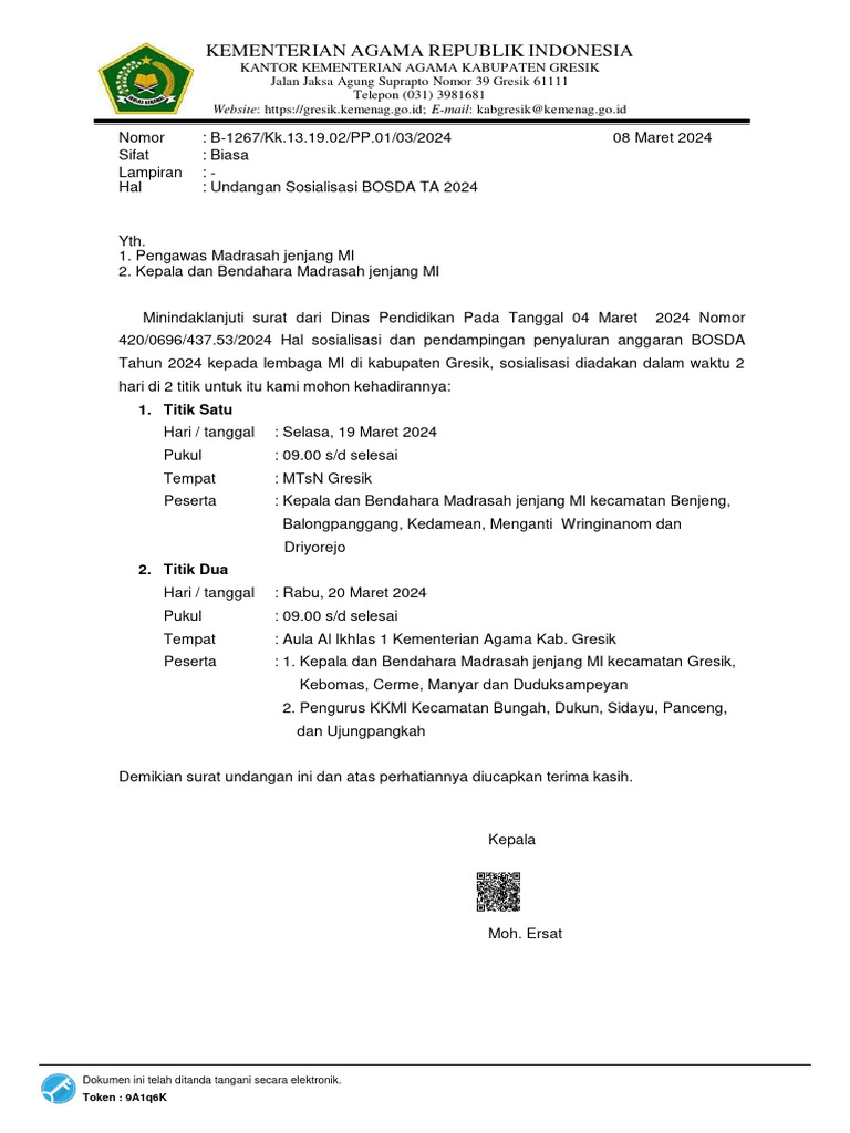 Undangan Sosialisasi BOSDA TA 2024 | PDF