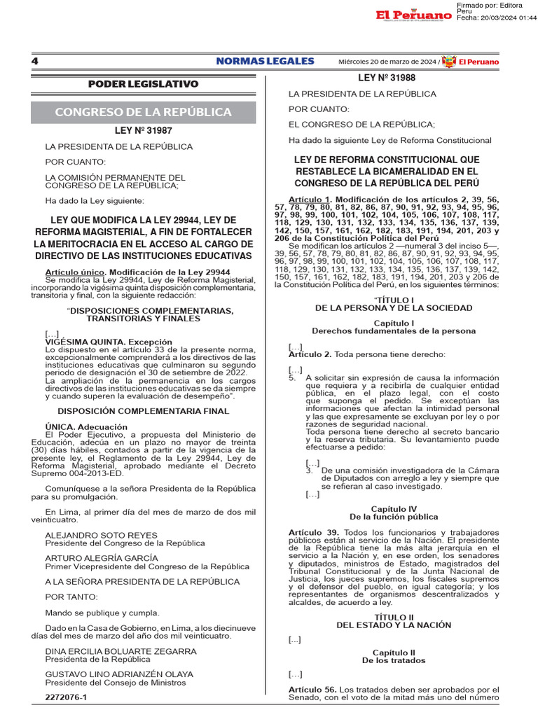 Congreso de La República: Normas Legales | PDF | Legislador | Estado de emergencia
