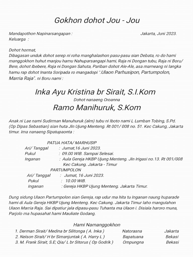 Undangan 3M Inka | PDF