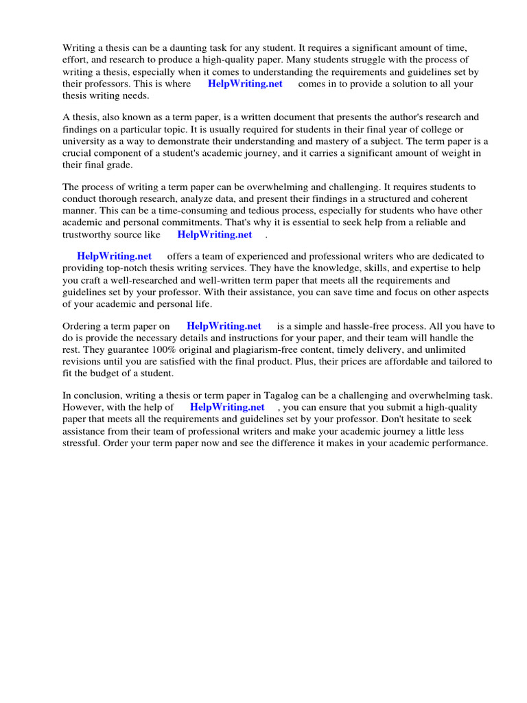 Thesis Writing Help for Students | PDF | Tagalog Language