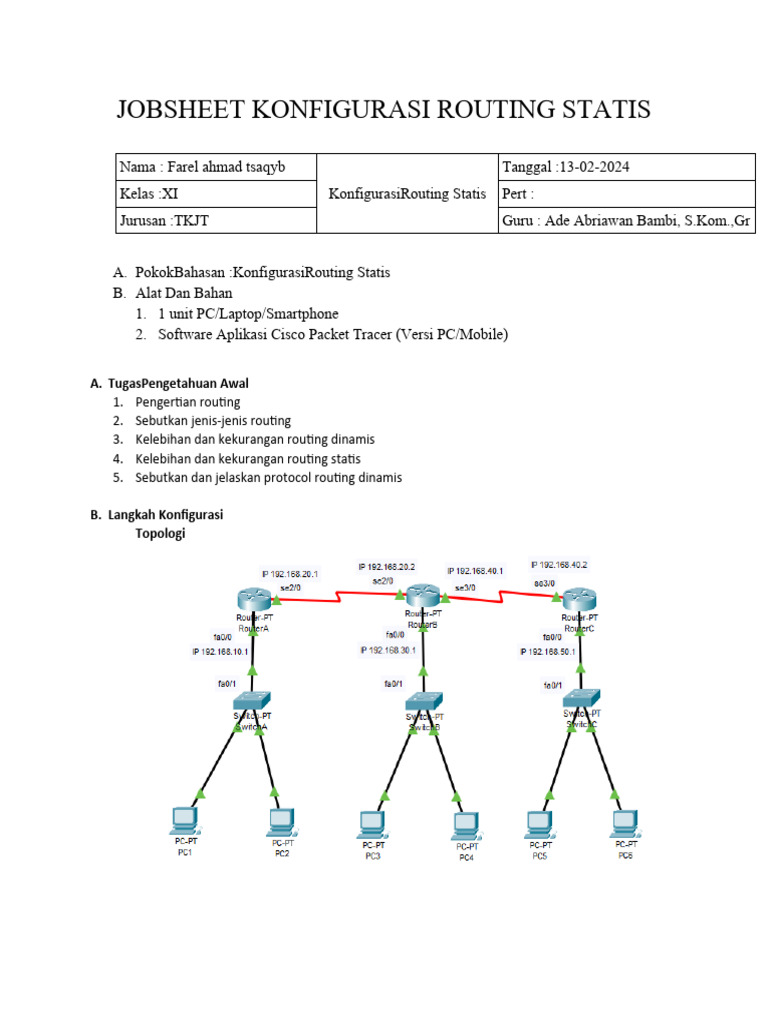 Jobsheet Konfigurasi Routing Dinamis F | PDF