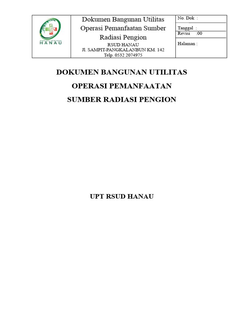 Contoh Dokumen Bangunan Utilitas Operasi Pemanfaatan Sumber Radiasi ...