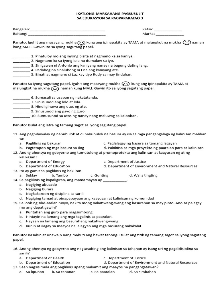 Third Periodical Test in Esp | PDF