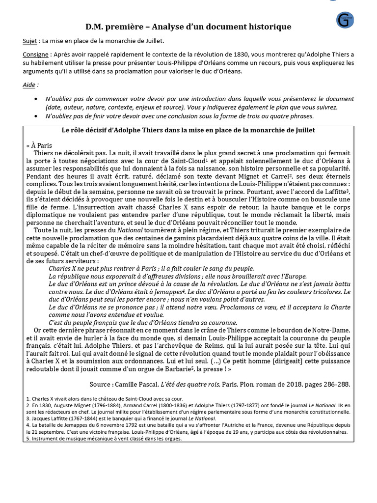 Thiers et la montée de Louis-Philippe | PDF | Voyages | Histoire