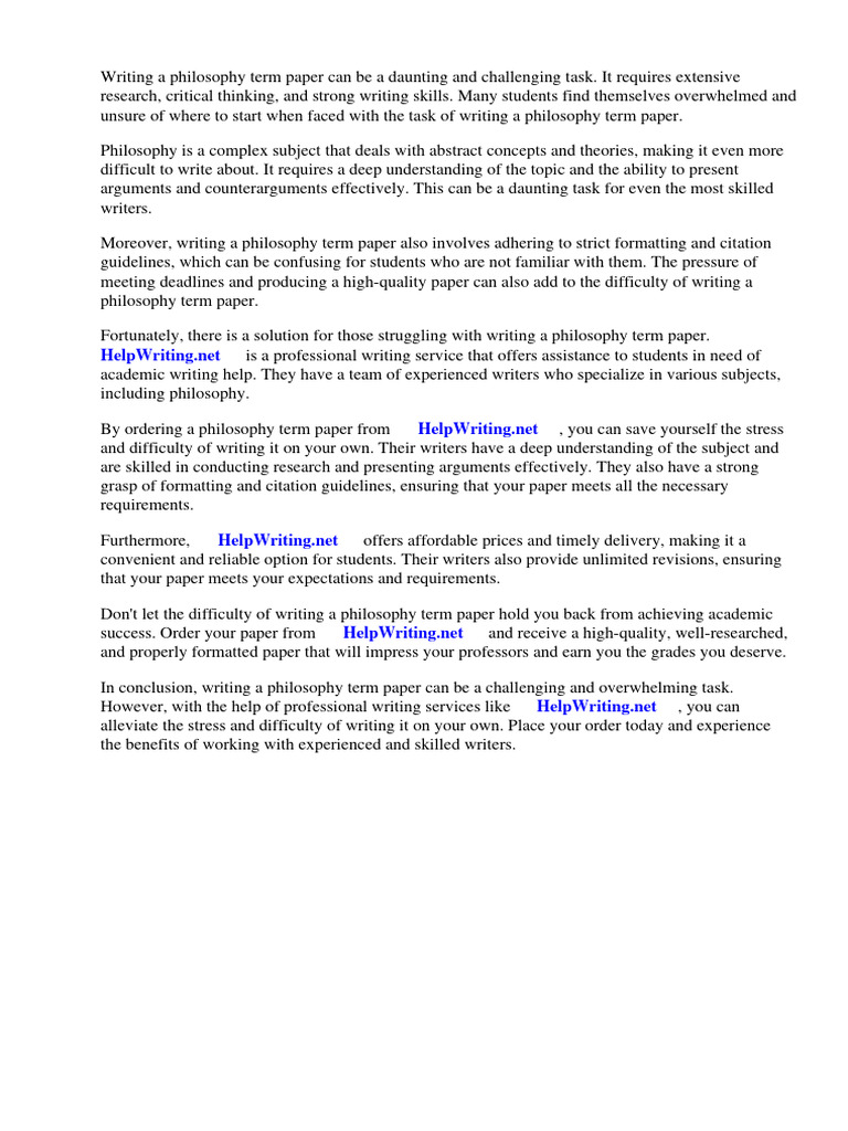 Examples of Philosophy Term Papers | PDF | Thought | Essays