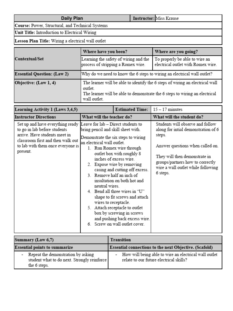 Wiring Steps for Electrical Outlets | PDF | Learning | Behavior ...