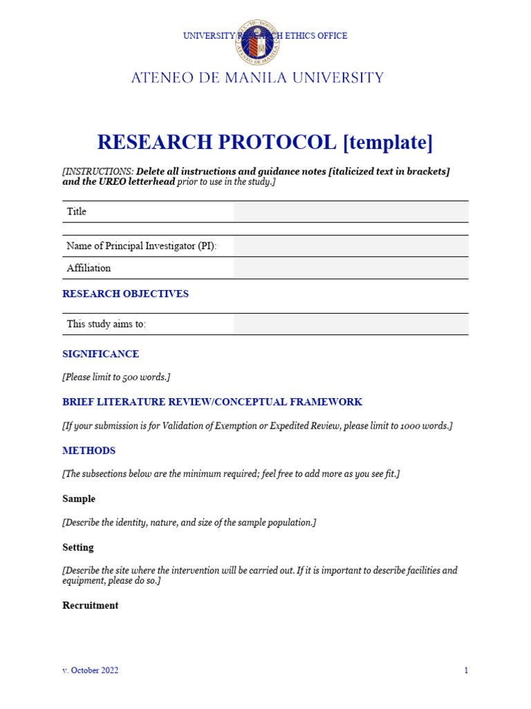 Research Ethics Protocol Template | PDF