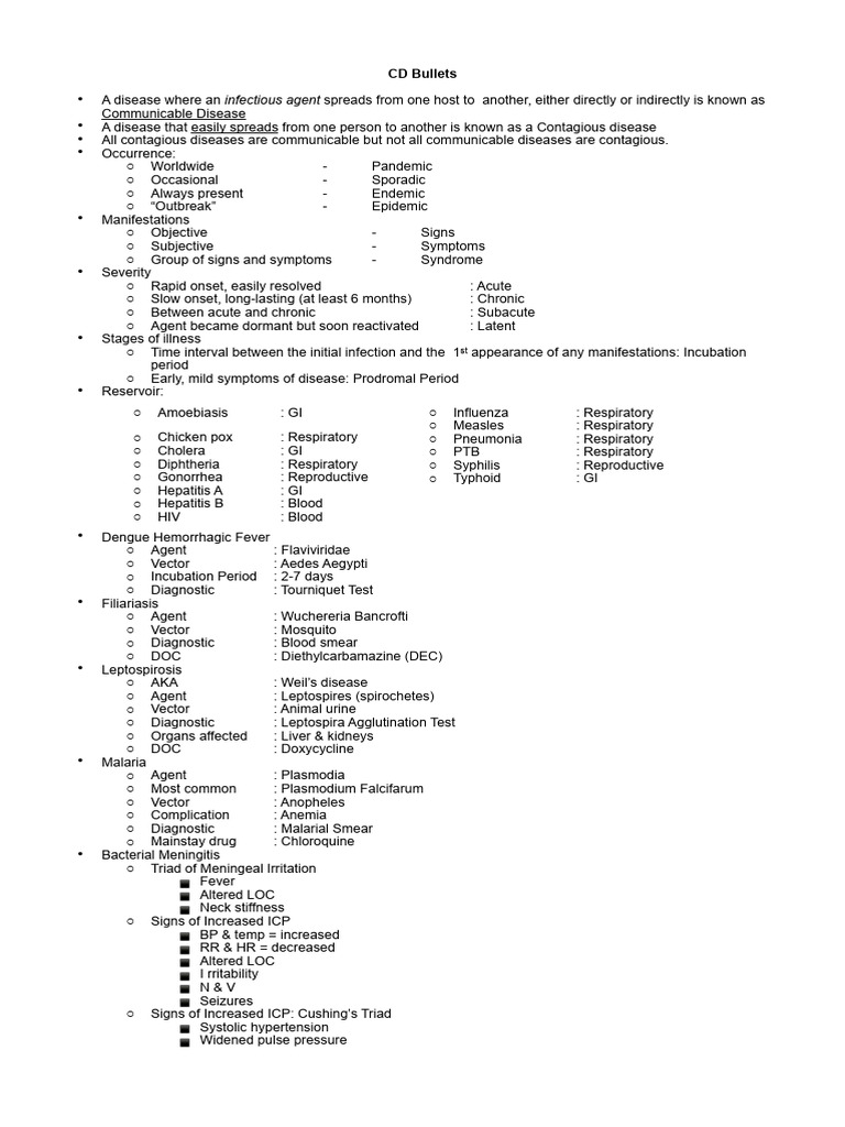 CD Bullets | PDF | Infection | Medical Specialties