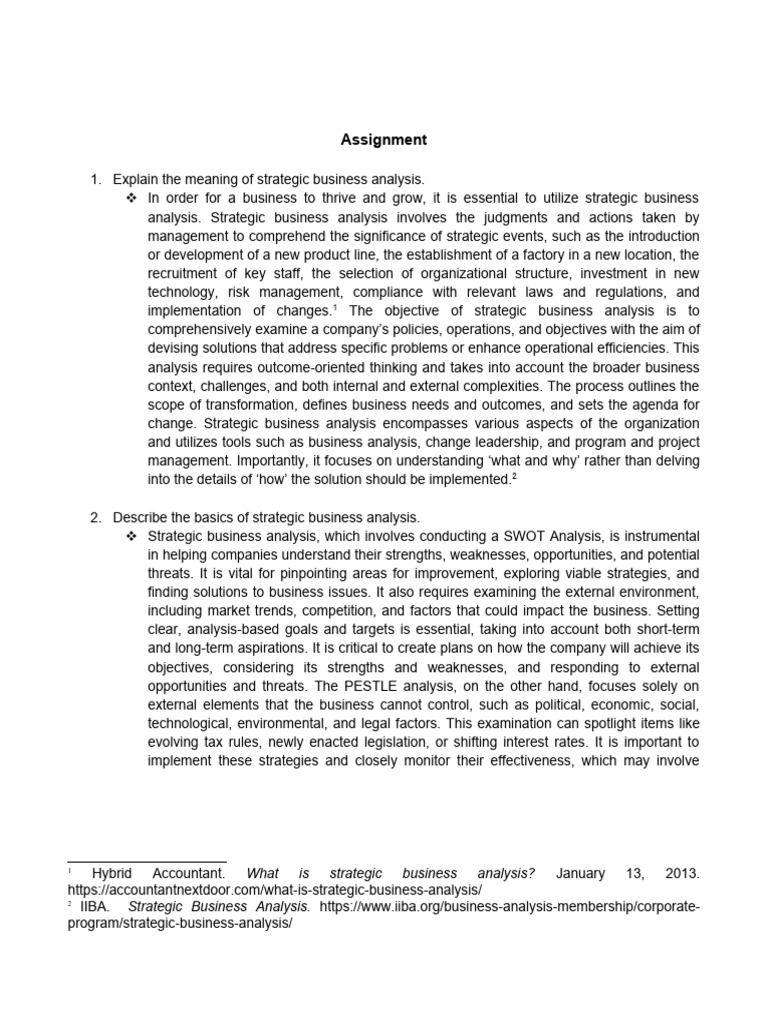 SBA Assignment | Download Free PDF | Business Analysis | Business