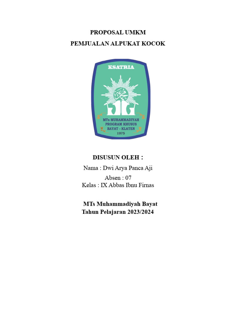 Proposal Umkm Arya | PDF | Bisnis