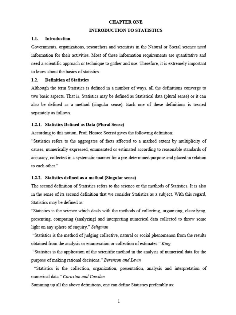 CH-1 Introduction To Statistics | PDF | Statistics | Statistical Inference