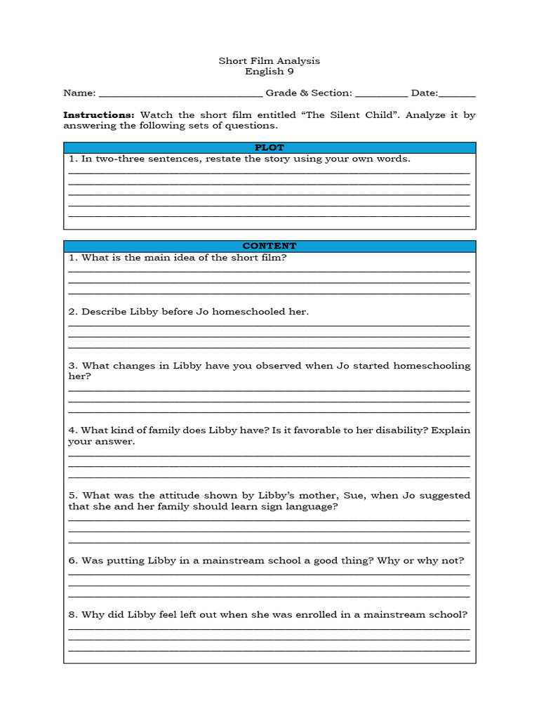 Short Film Analysis The Silent Child | PDF | Human Communication ...
