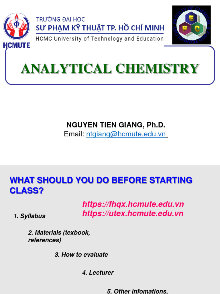 Hóa Phân Tích - Chap 1. Basic Concepts | PDF | Titration | Chemistry Hóa Phân Tích - Chap 1. Basic Concepts | PDF | Titration | Chemistry