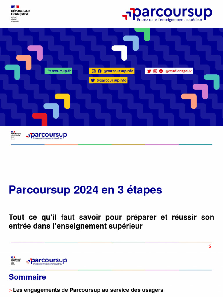 Presentation Parcoursup 2024 Version Longue | PDF | Études supérieures | Niveaux d'enseignement