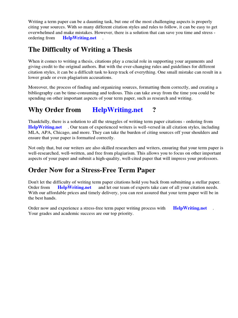 Term Paper Citations | PDF | Citation | Apa Style
