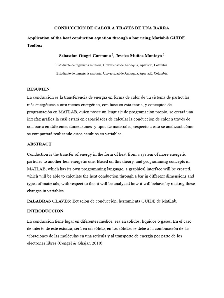 Conducción de Calor en Una Barra | PDF | Conduccion termica | Calor