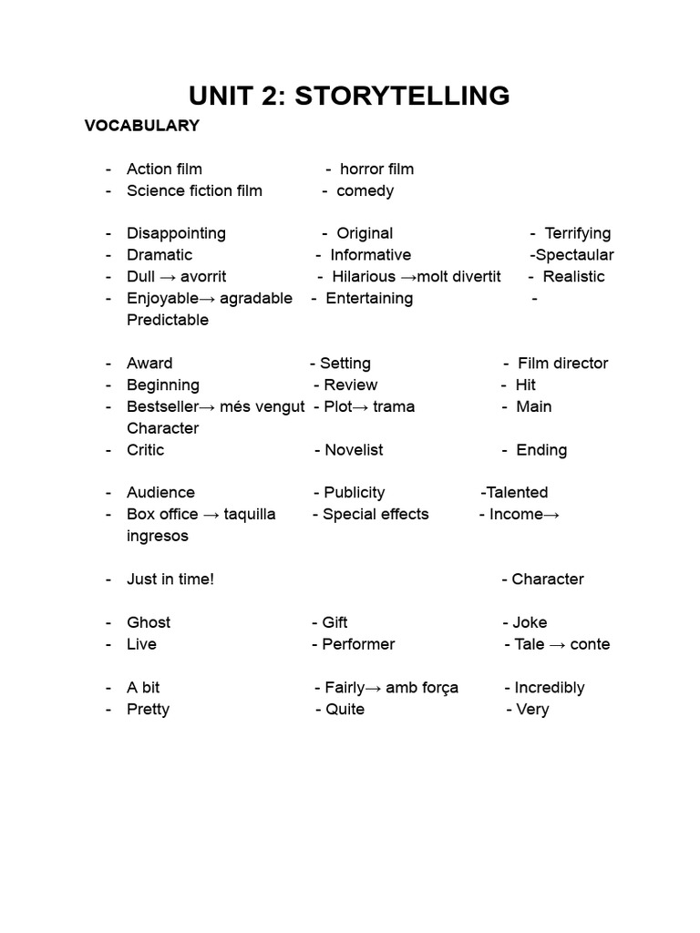 Storytelling Vocabulary and Techniques | PDF