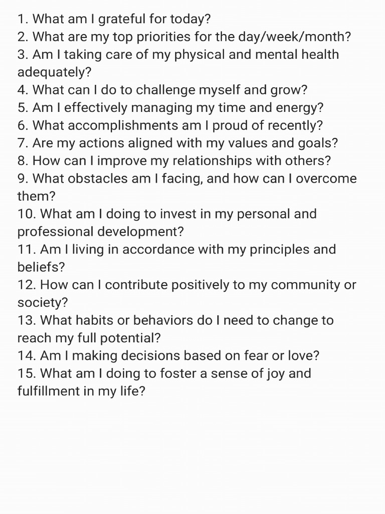 Questions To Ask Oneself | PDF