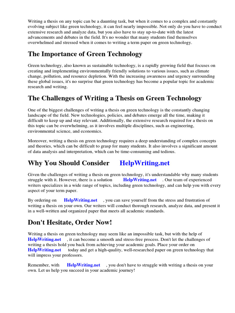 Term Paper Green Technology | PDF | Renewable Energy | Green Building