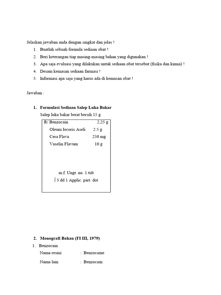 Formula dan Evaluasi Salep Luka Bakar | PDF