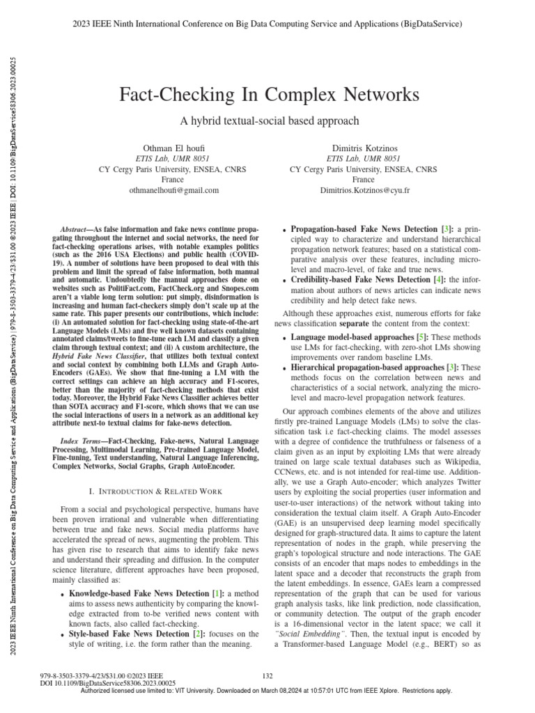 Fact-Checking in Complex Networks A Hybrid Textual-Social Based Approach | Download Free PDF ...