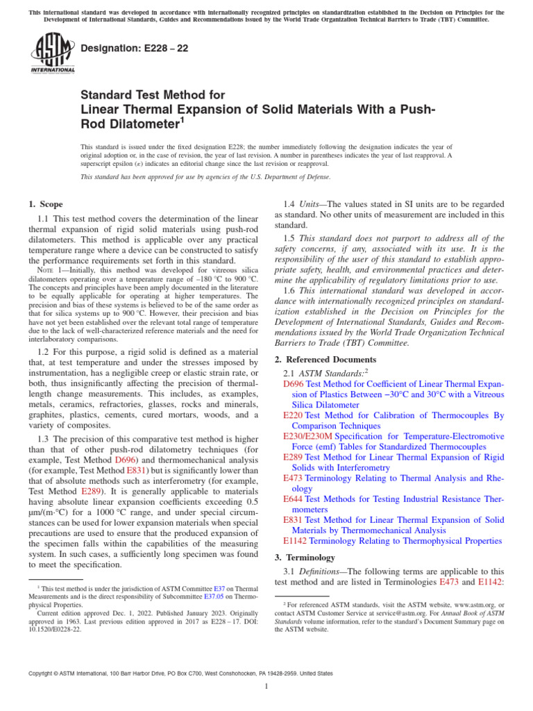 Astm E228-22 | PDF | Thermal Expansion | Thermocouple