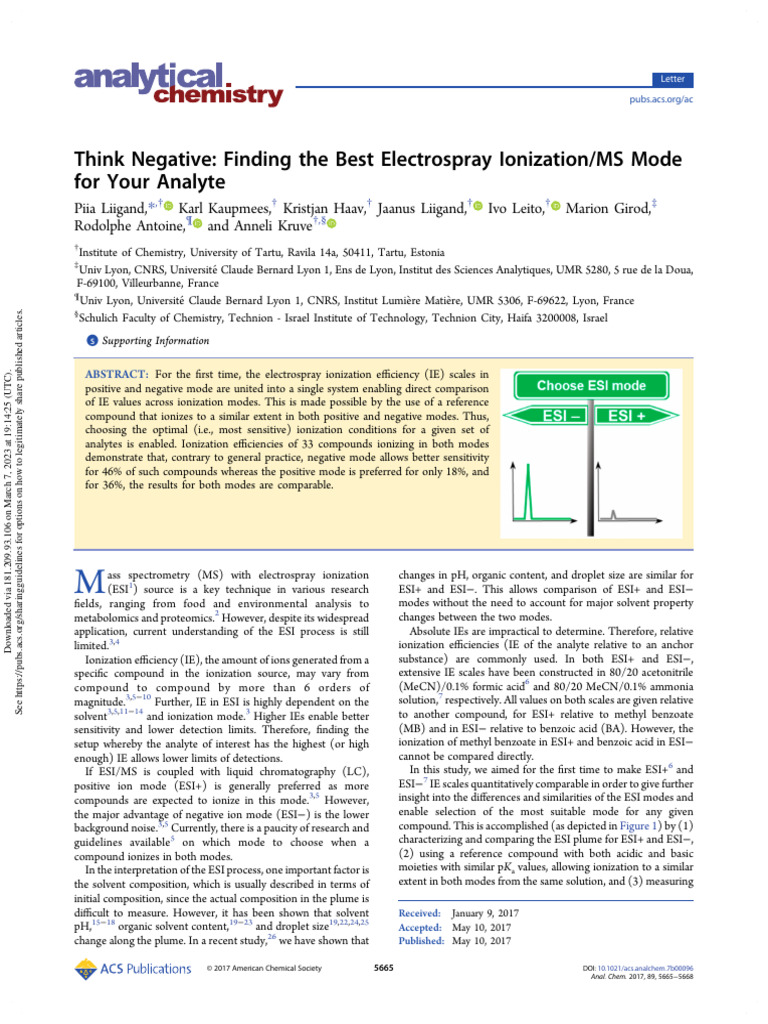Diferencias Esi+ y - Acs - Analchem.7b00096 | PDF | Electrospray ...