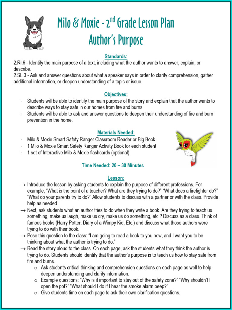 2nd Grade Author's Purpose Lesson Plan | PDF | Lesson Plan | Reading ...