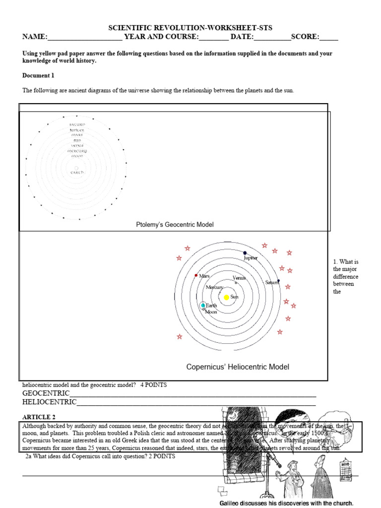 Scientific Revolution Sts Worksheet | PDF | Heliocentrism | Nicolaus ...